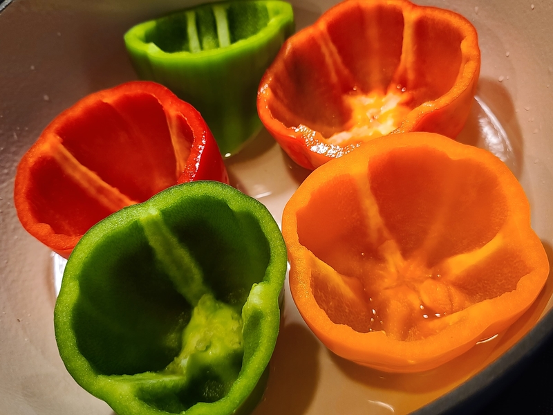 Keto Taco Stuffed Peppers with Cauliflower Rice - Growing Up Garlicky